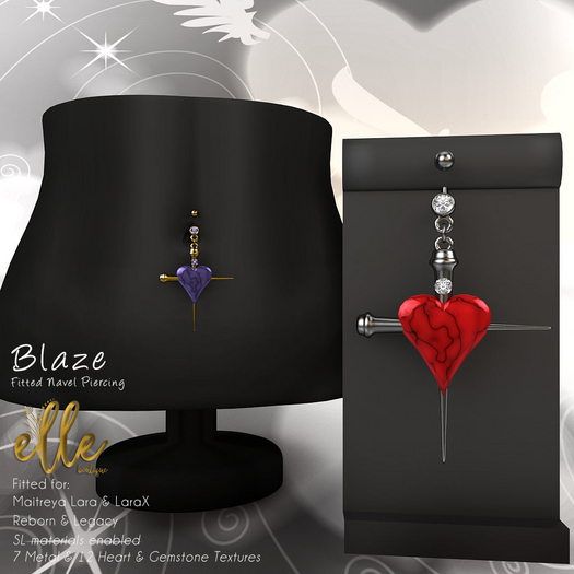 Second Life Marketplace - Elle Boutique - Blaze Belly Piercing V2 - LaraX, Lara, Reborn, Legacy